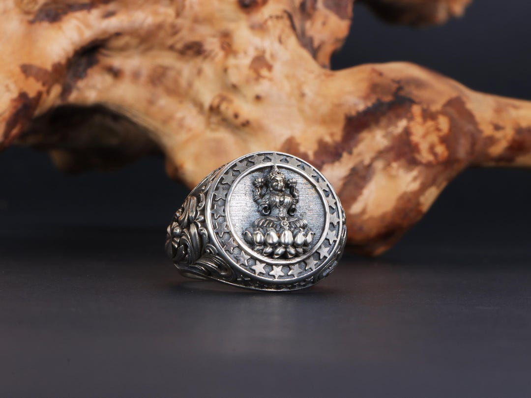 Ganesh Hindu Signet Ring for Men, 925K Sterling Silver Hindu God Ring ...