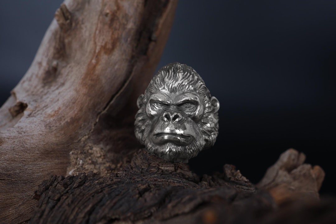 Angry Gorilla Head Men Ring, King Kong Ring, Ape Mens Ring, Unique ...