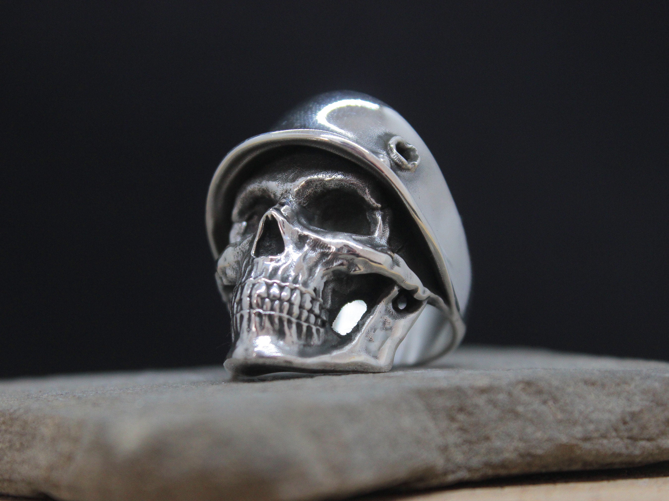 Skull Soldier Ring, Skull Army Ring, Military Skull Ring, Army Biker ...