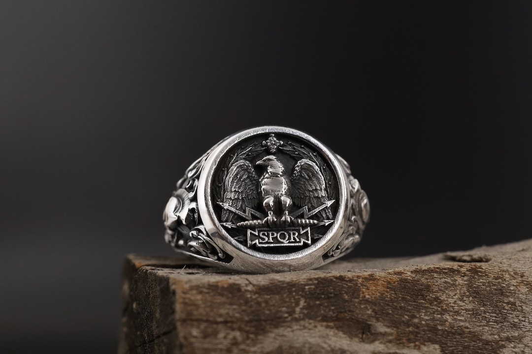 Sterling Silver Roman Eagle Ring, SPQR Signet Ring, Ancient Rome ...