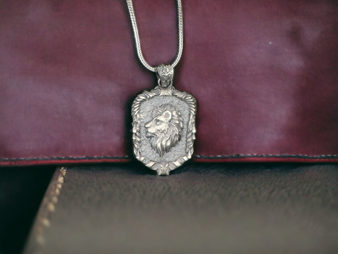 Loyal Lion Medallion Necklace, Boho Necklace, Vintage Lion Medallion ...