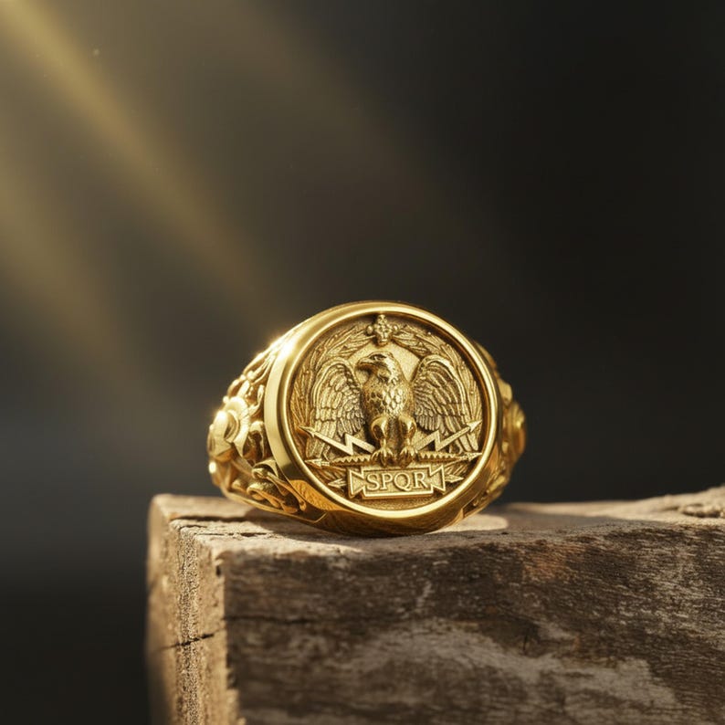 Rhodium Plated Roman Empire Eagle Ring: Byzantine Empire Eagle Ring ...