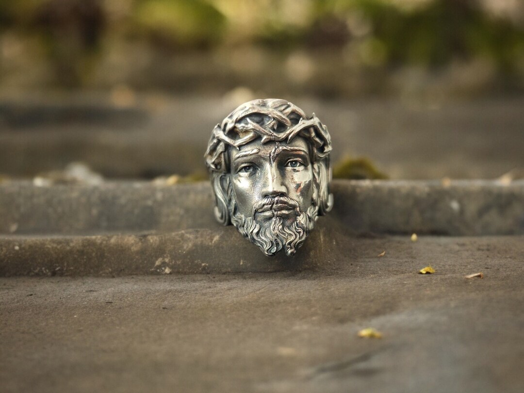 Jesus Crown of Thorns Handmade Ring, Silver Christian Ring, Faith ...