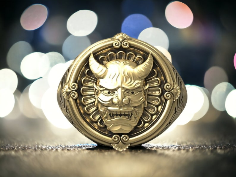 Japanese Hannya Mask Ring Men Signet Ring Skull Demon Ring - Etsy