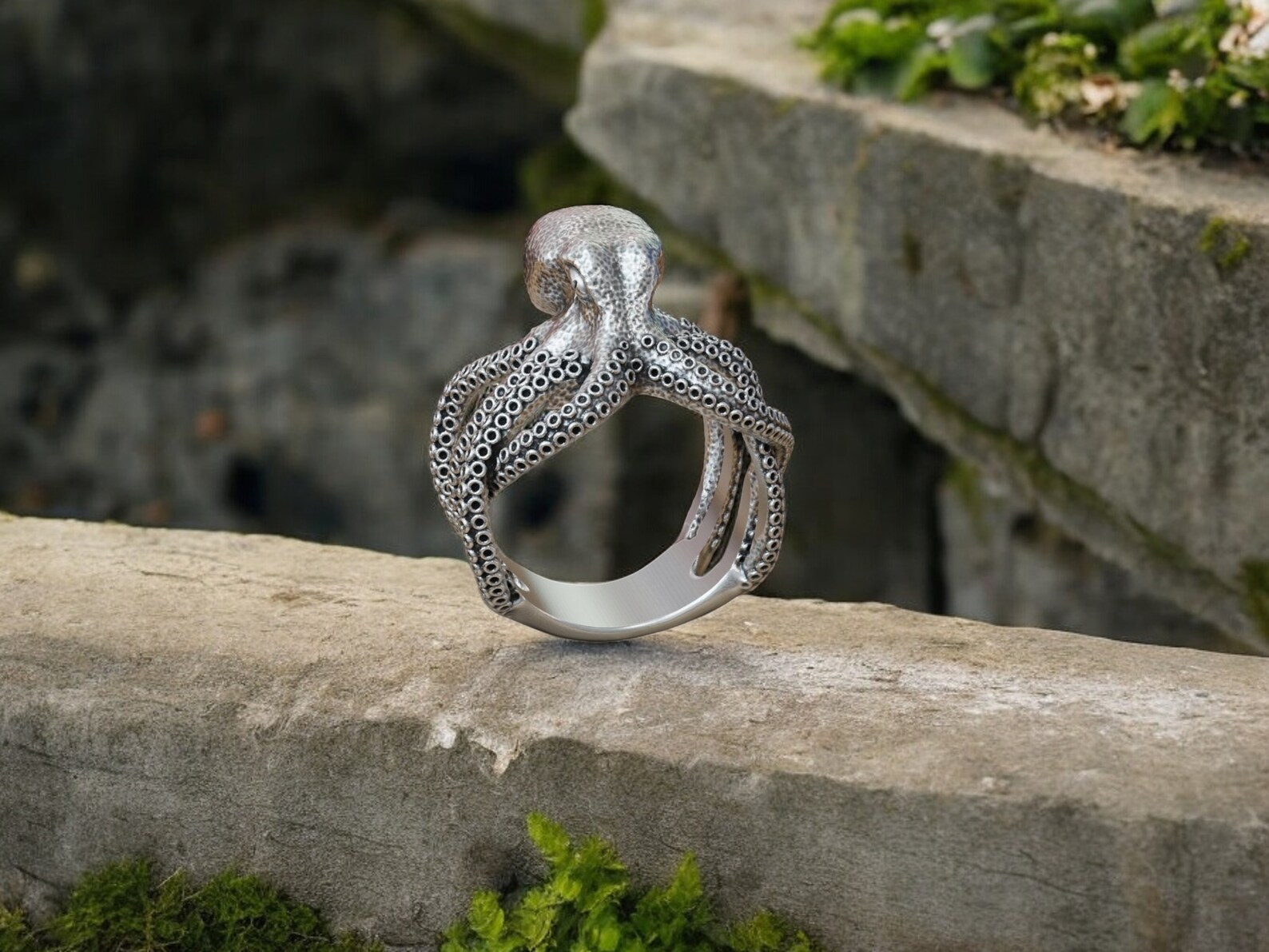 Sterling Silver Man Octopus Ring: Nautical Ring, Octopus Tentacle Ring ...