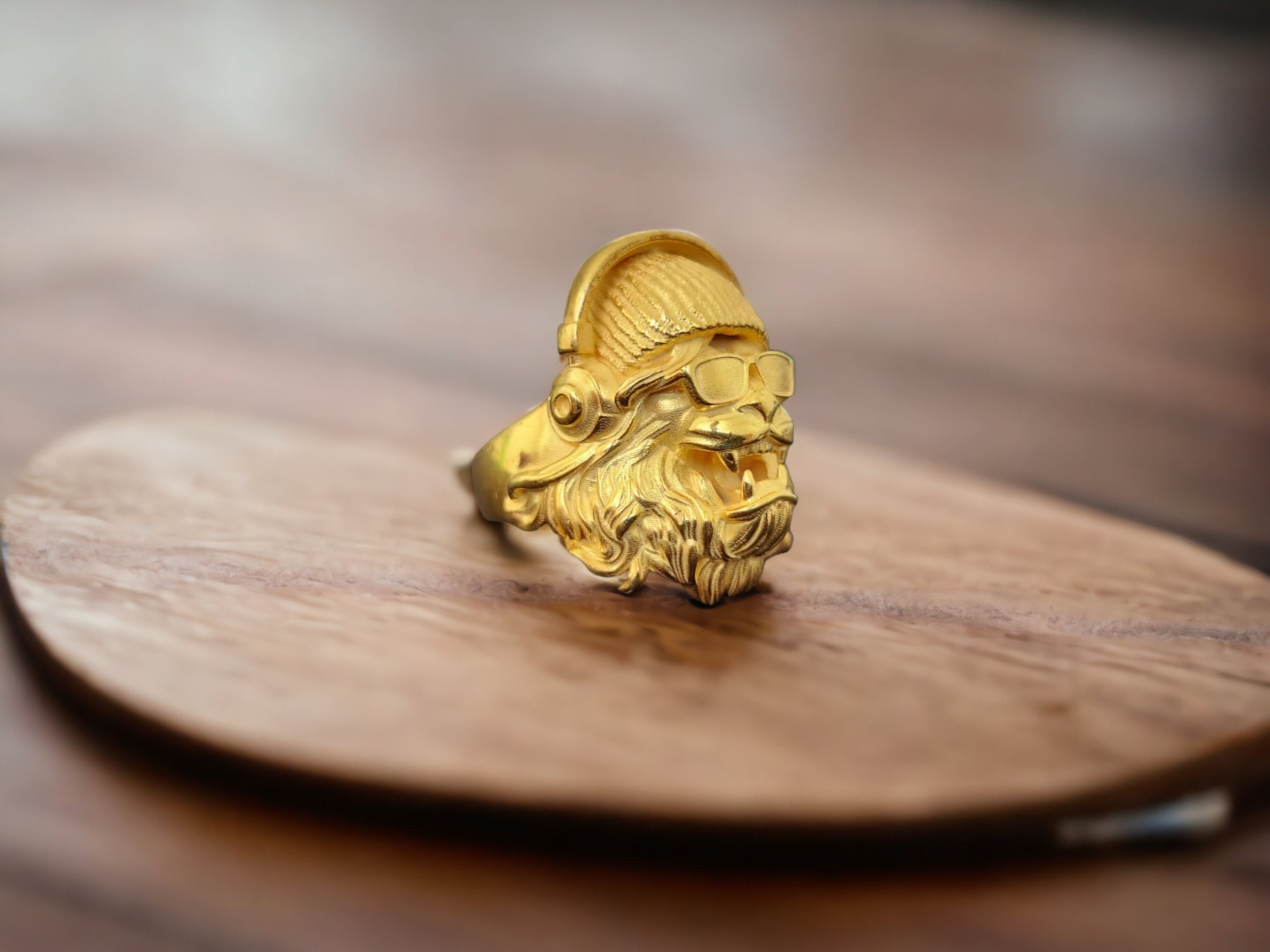 Hipster Lion Head Men Ring 3D Lion Head Ring Animal Silver - Etsy