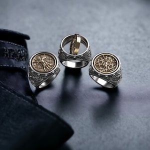Sterling Silver Da Vinci Vitruvian Ring, Men Signet Ring, Renaissance ...