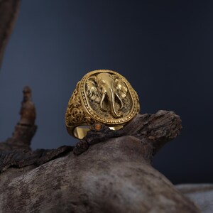 Elephant Men Ring: African Animal Ring, Sterling Silver Ring, Gold ...