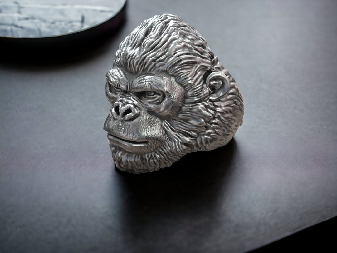 Angry Gorilla Head Men Ring, King Kong Ring, Ape Mens Ring, Unique ...