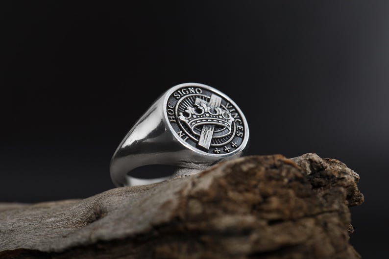 Gold Plated Templar Knight Masonic Ring: in Hoc Signo Vinces Signet ...