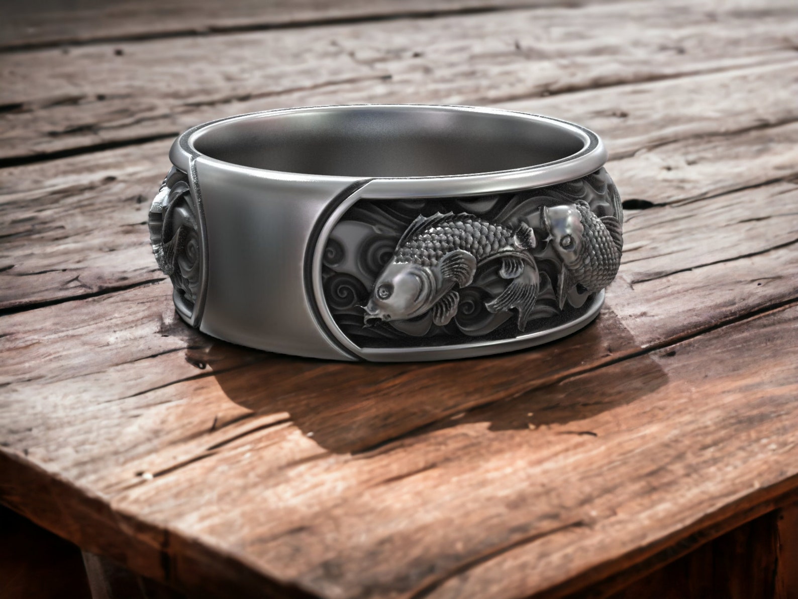 Carp Koi Fish Ring Gold Plated Ring Handmade Men's Band - Etsy