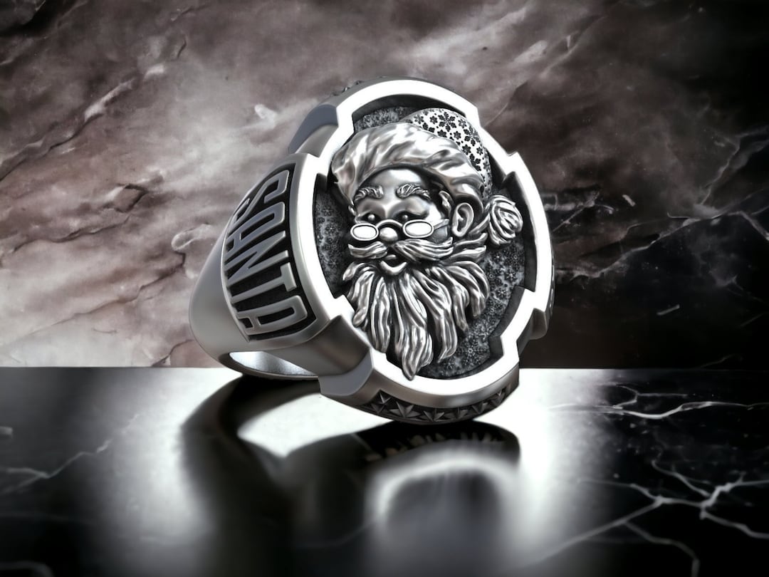 Santa Claus Men's Signet Ring, Saint Nicholas Believe Ring, Christmas ...
