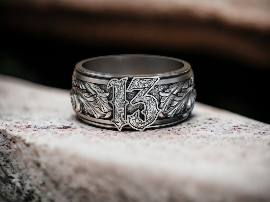 Baroque Design Number Thirteen Ring, Lucky Number 13 Ring, Victorian ...