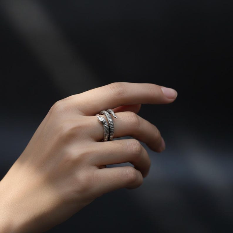 Twisted Snake Ring: 925 Silver Gothic Serpent Band, Handmade Reptile ...