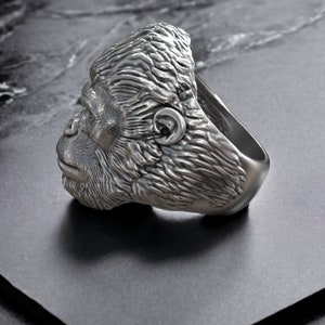 Angry Gorilla Head Men Ring, King Kong Ring, Ape Mens Ring, Unique ...