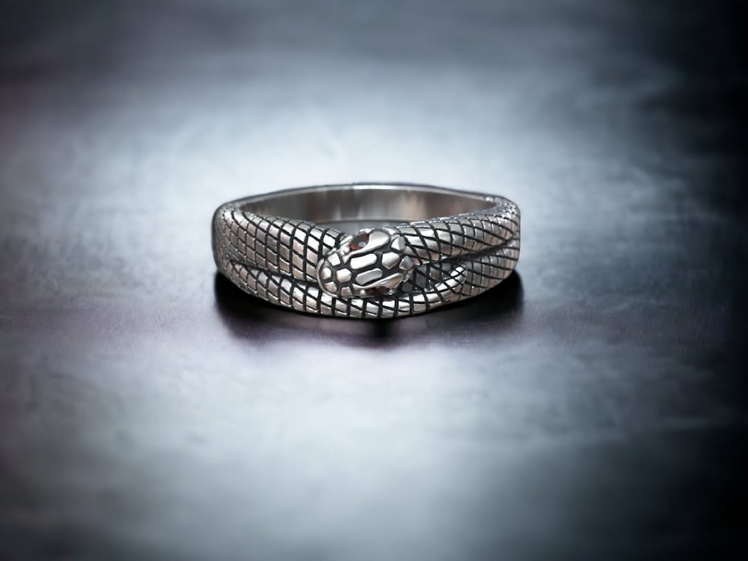 925K Sterling Silver Snake Reptile Ring: Snake Band Ring With Gemstone ...