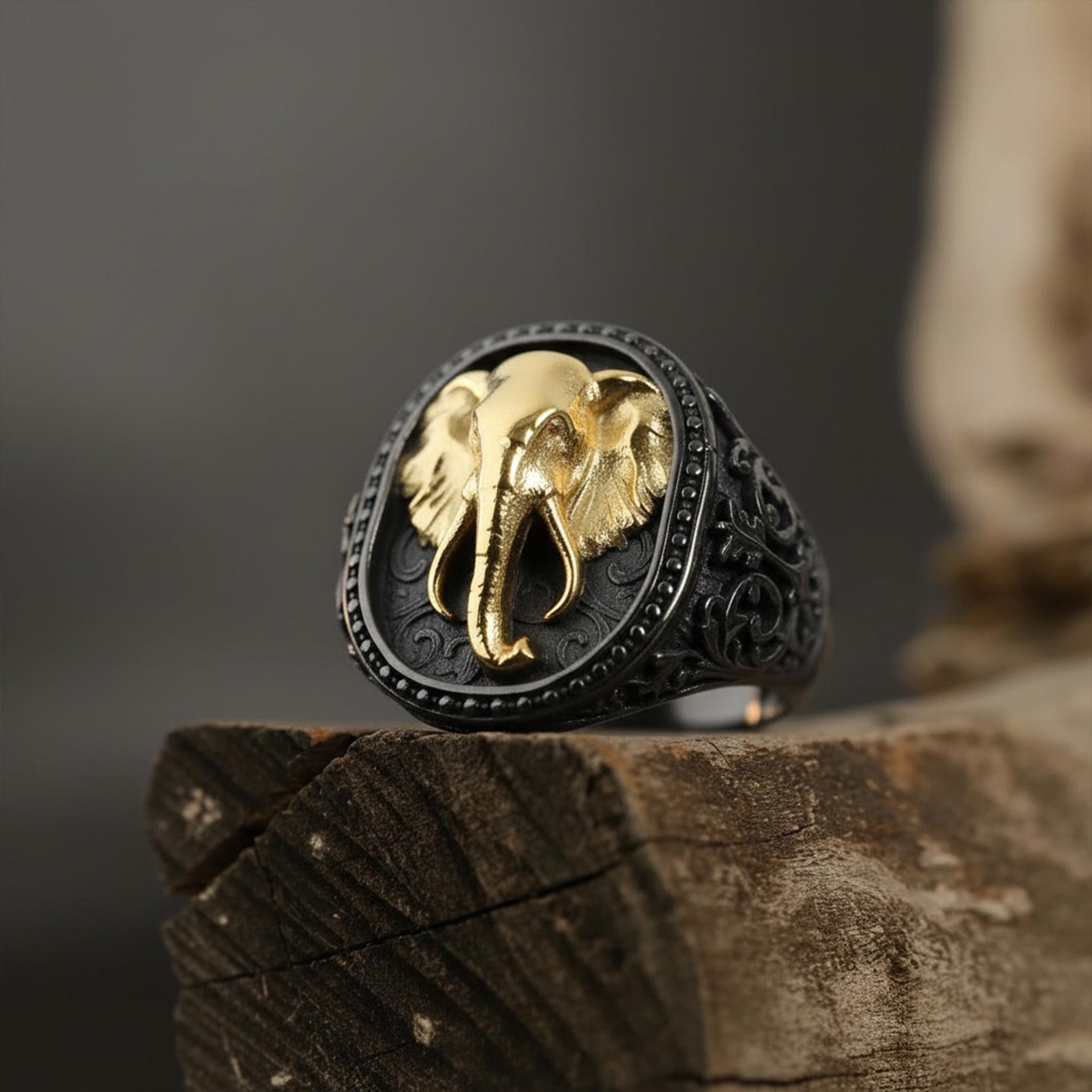 Gold Plated Ganesha Signet Ring: Hindu Elephant God, Good Luck Jewelry ...