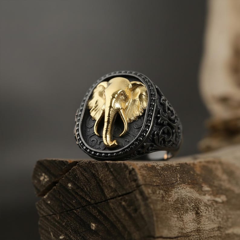 Gold Plated Ganesha Signet Ring: Hindu Elephant God, Good Luck Jewelry ...