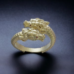 Chinese Dragon Head Ring, Adjustable Band Ring for Men, Fantasy Ring ...