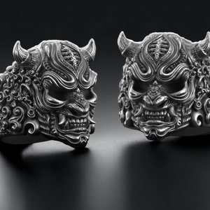 Japanese Demon Mask Ring, Hannya Mask Ring, Devil Ring for Boyfriend ...