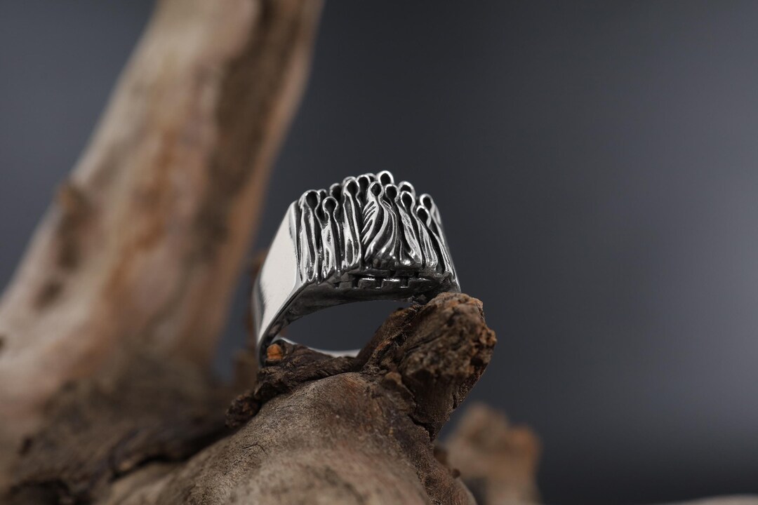Creepy Ghosts Ring in 925K Sterling Silver, Handmade Gothic Statement ...