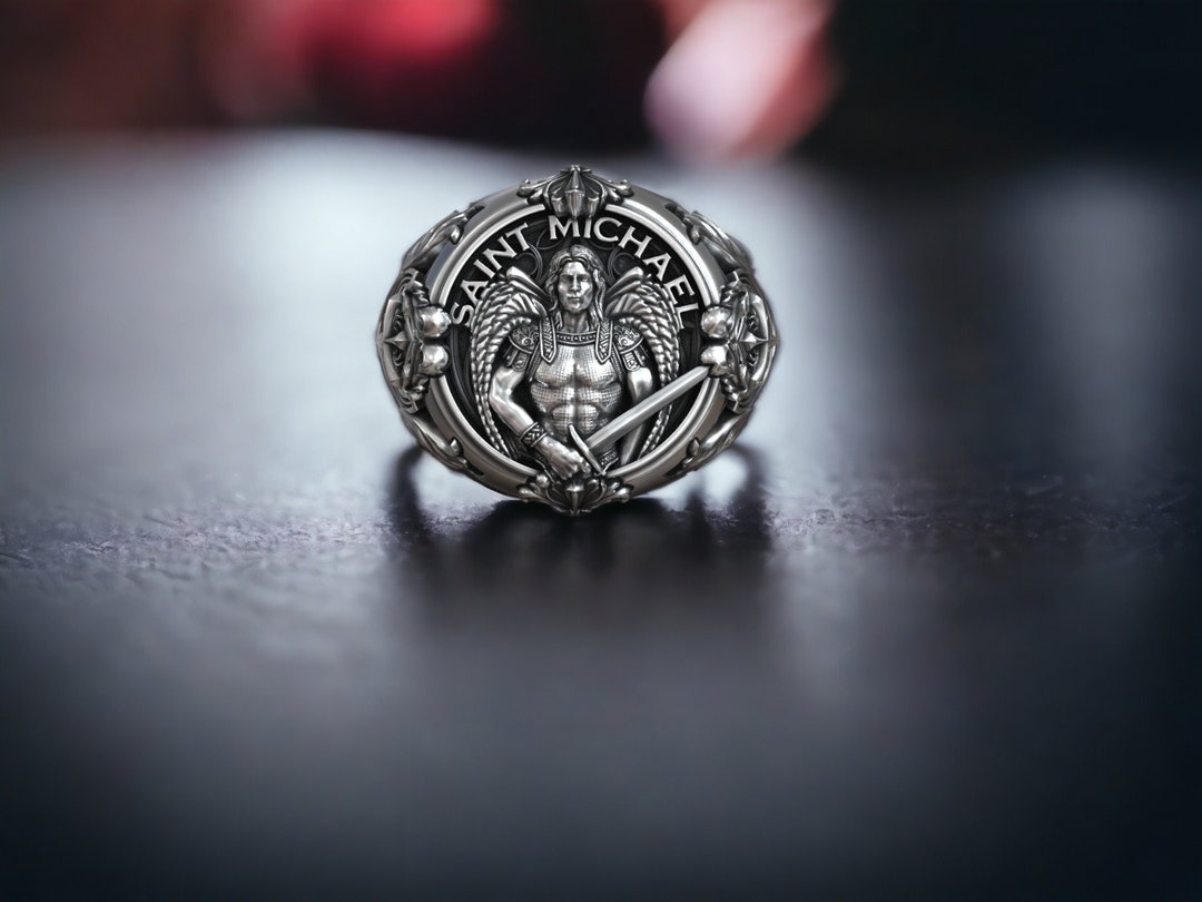 The Soldier of the God Ring, Silver Signet Ring, Archangel Michael Ring ...
