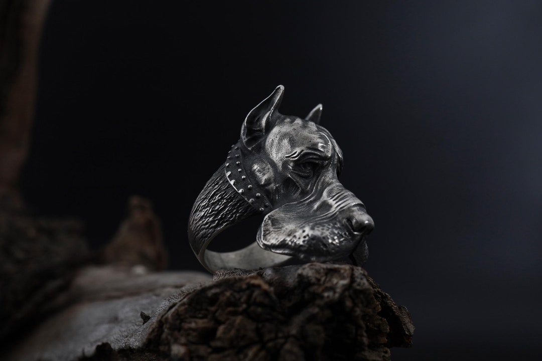 Doberman Mens Ring, Dod Dad Ring, Brutalist Jewelry for Men, Pet Lover ...