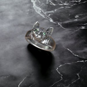 Sterling Silver Sphynx Cat Ring, 3D Animal Ring, Cat Jewelry, Large Cat ...