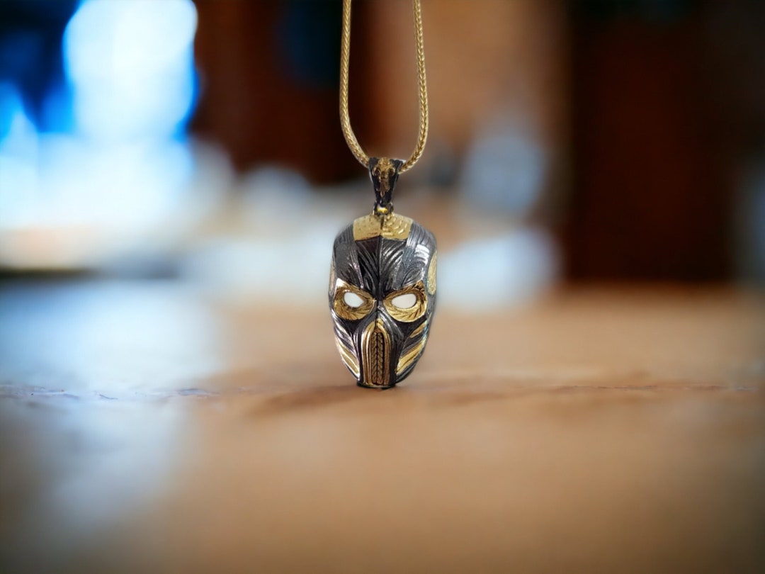Gold Plated Superhero Mask Necklace, 3D Mask Pendant, Mask Jewelry ...