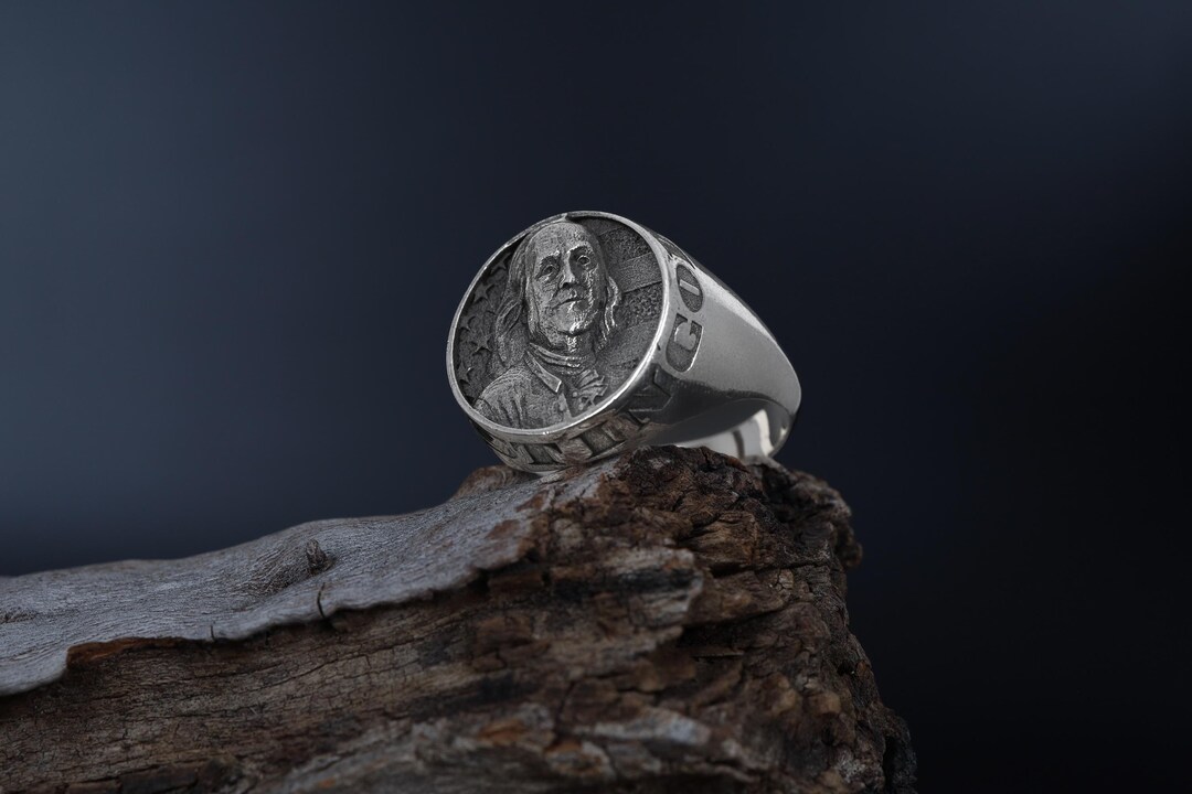 Historic Symbol Ring for Men, Benjamin Franklin USA Flag Ring ...