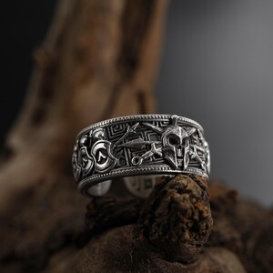 Handmade Sterling Silver Spartan Helmet Ring, Warrior Band - Etsy