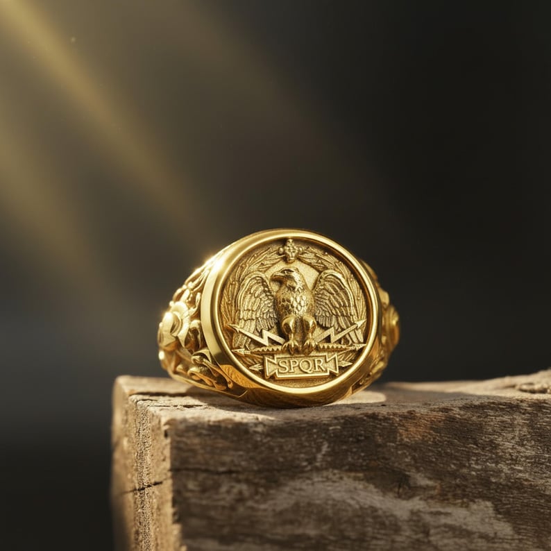Sterling Silver Roman Eagle Ring, SPQR Signet Ring, Ancient Rome ...