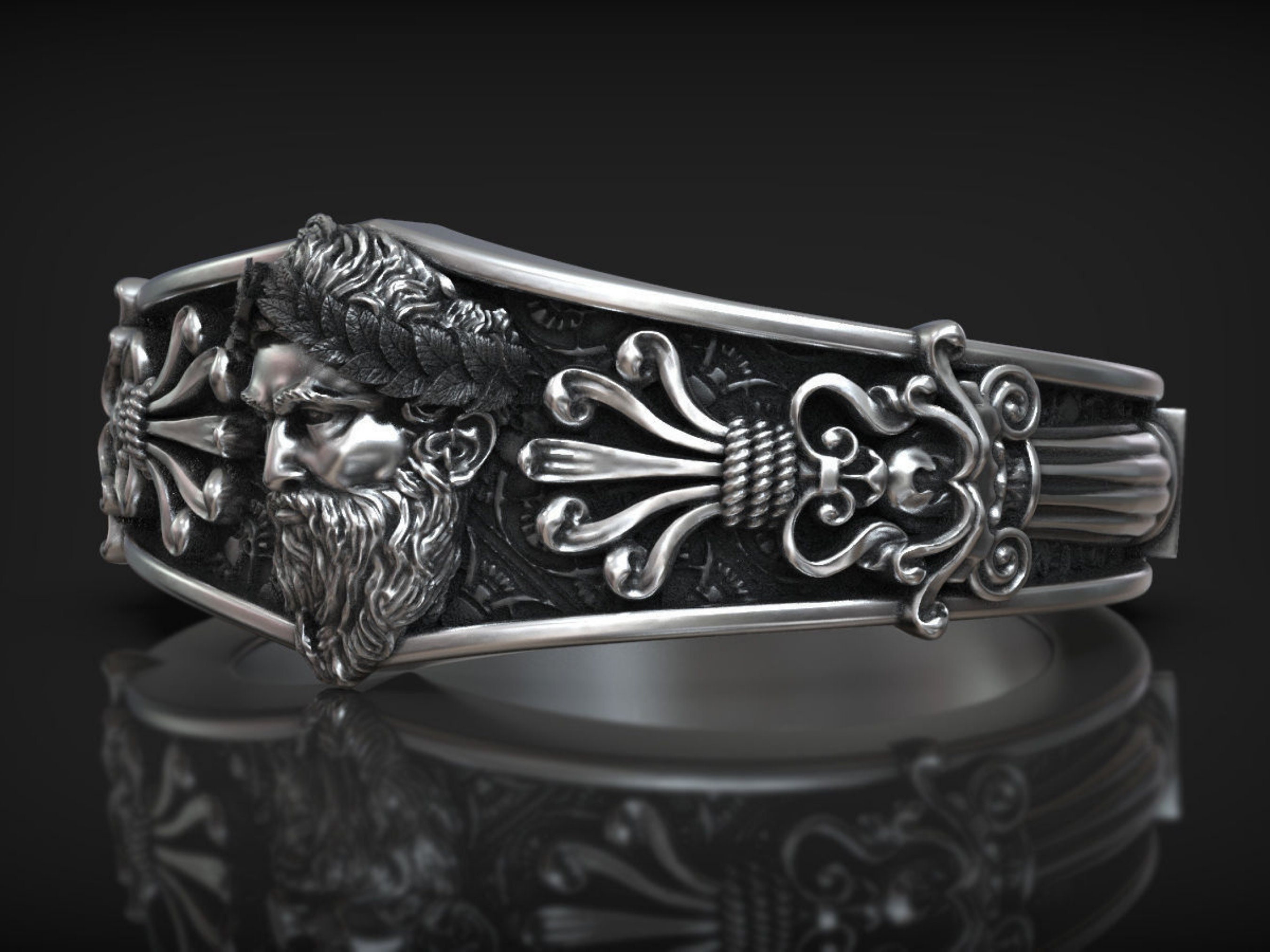 Zeus Head Band Ring, Greek Mythology Band Ring, Handmade Greek Gods ...