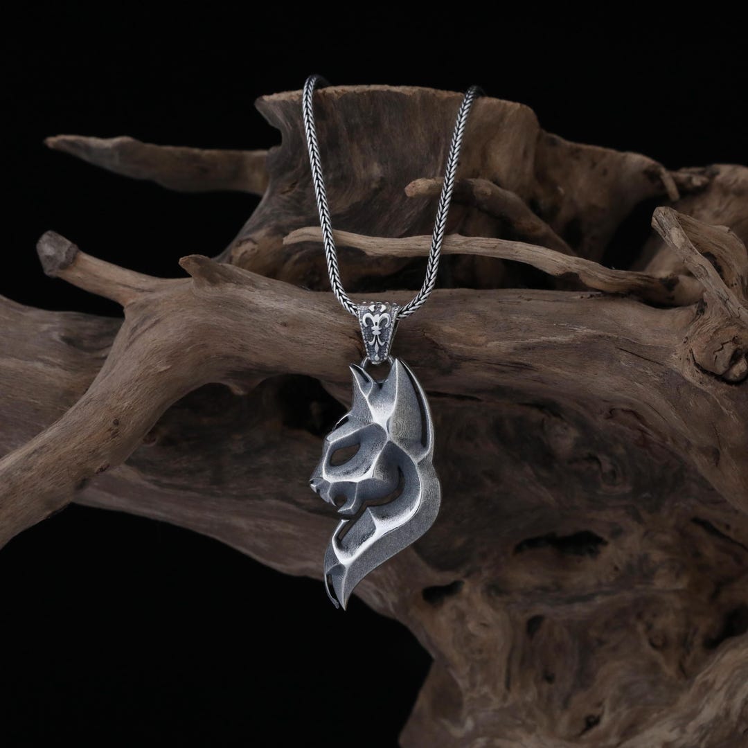 Handmade Oxidized Sterling Silver Panther Necklace, Gothic Puma Pendant ...