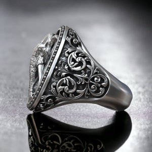 Elephant Men Ring, African Animal Ring, Sterling Silver Ring, Gold ...