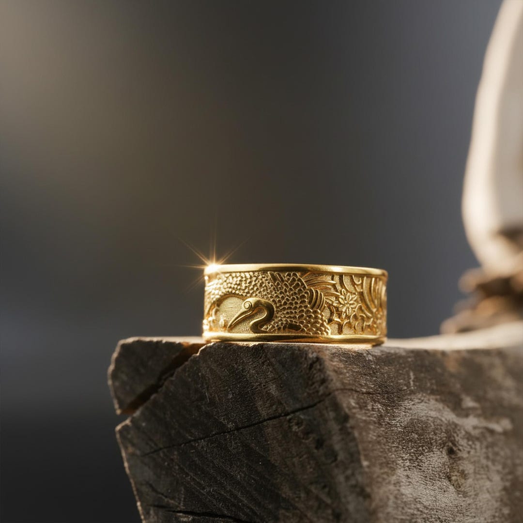 Gold Plated Shadoof Band Ring: Traditional Band Ring, Men's Silver ...