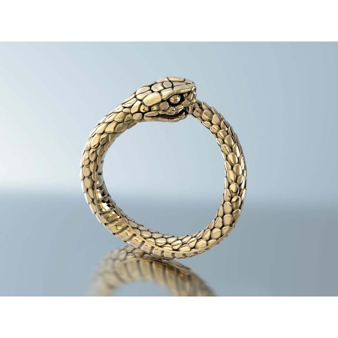 Ouroboros Snake Ring, Sterling Silver Serpent Band Ring, Snake Silver ...