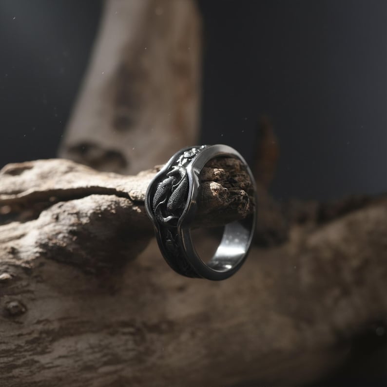 Sterling Silver Koi Fish Ring: Handmade Japanese Band, Lotus Flower ...
