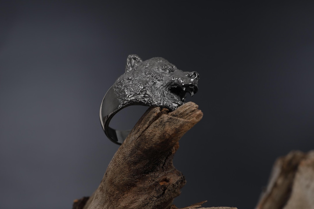 Angry Bear Ring for Men: Bold Statement Ring, Hunter Jewelry Gift, Wild ...