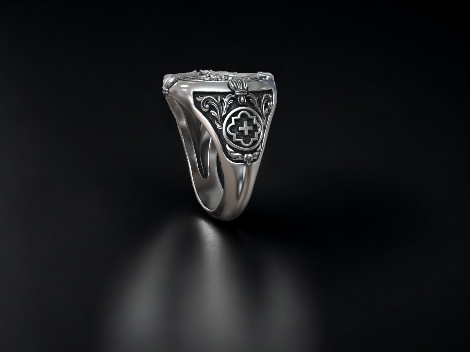 Jesus Christ Men Ring, Religious Signet Ring, IHS Patterned Men Ring ...