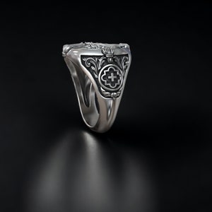 Jesus Christ Men Ring, Religious Signet Ring, IHS Patterned Men Ring ...