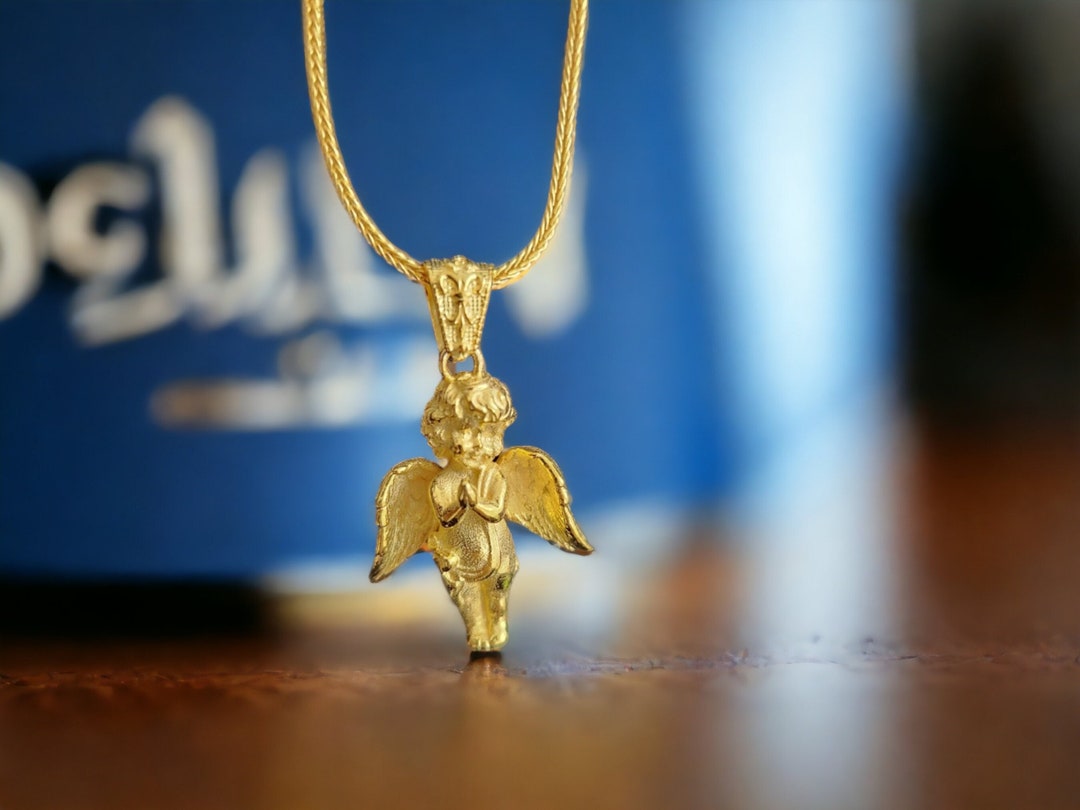 Gold Plated Sterling Silver Baby Angel Necklace, Memorial Gift - Etsy