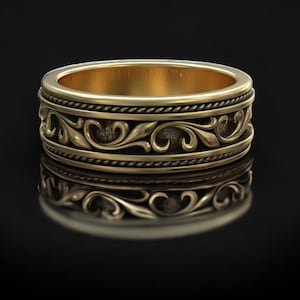 Sterling Silver Vintage Men Wedding Band, Floral Men Engagement Ring ...