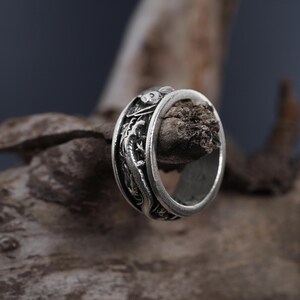 Dragon Vs Koi Carp Fish Ring, Wide Band Japanese Ring, Rotating Koi ...