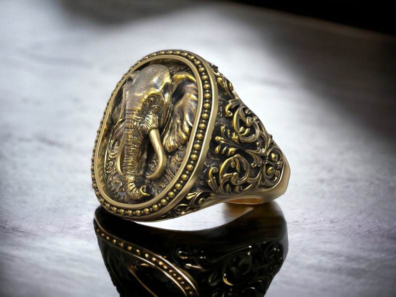 Elephant Men Ring African Animal Ring Sterling Silver Ring - Etsy