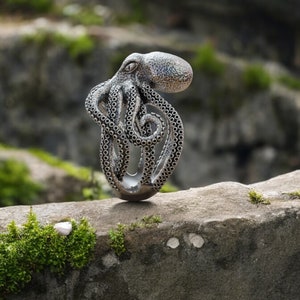 Sterling Silver Man Octopus Ring: Nautical Ring, Octopus Tentacle Ring ...