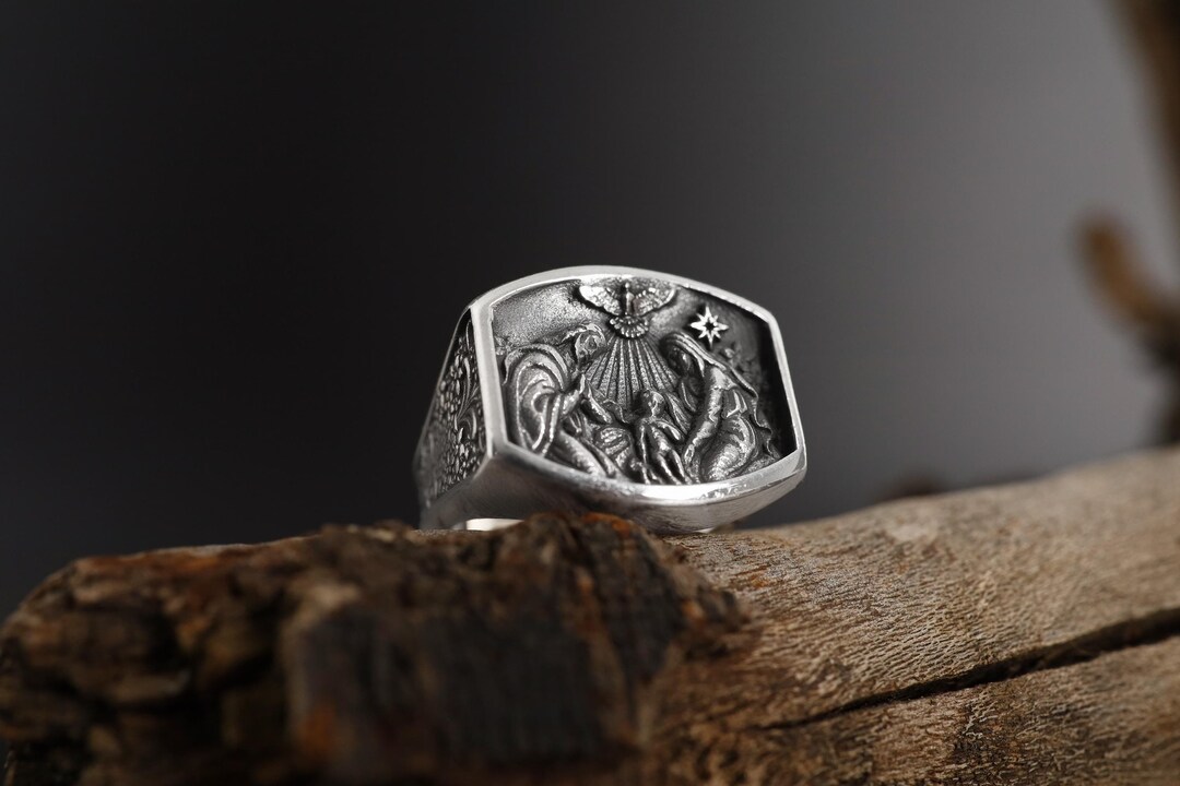 Baby Jesus Nativity Scene Ring, Hail Mary Ring, Holy Family Ring, Star ...