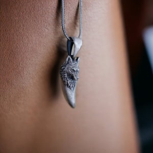 Silver Wolf Tooth Necklace, Wolf Head on Wolf Tooth Necklace, Animal ...