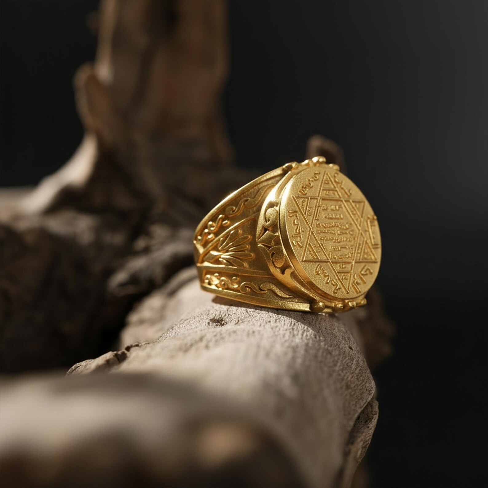 Gold Plated Seal of Prophet Solomon Ring: King Solomon Ring, Pentagram ...
