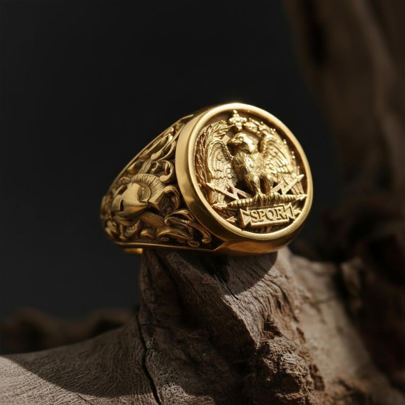 Rhodium Plated Roman Empire Eagle Ring: Byzantine Empire Eagle Ring ...